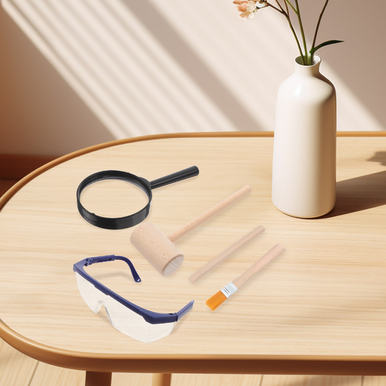 LIFKOME 1 Set Mini Wooden Hammer and Chisel Tool Kit Kids Pretend Play ...