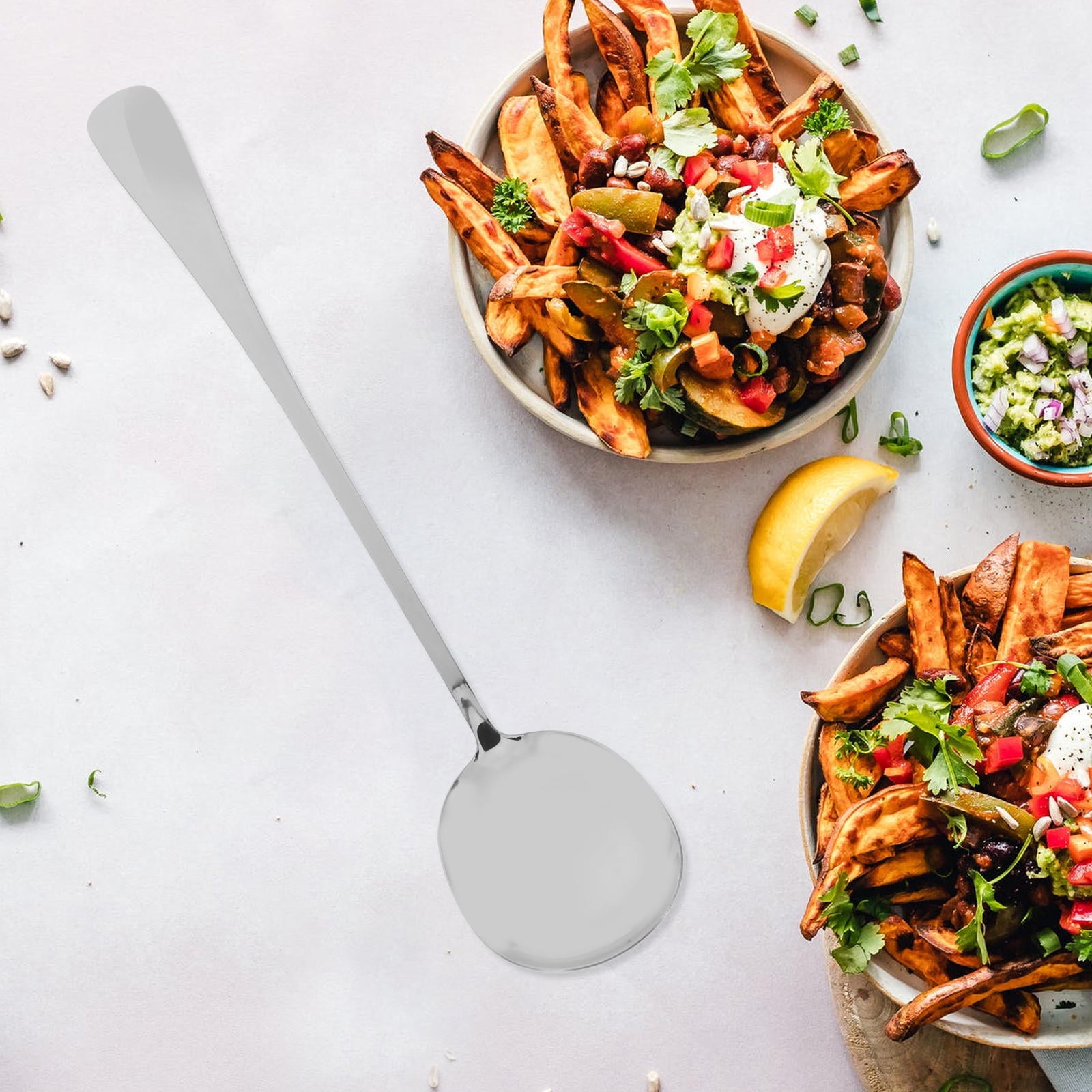 LIFKOME 1 Set Stainless Steel Long Serving Forks and Spoons Slotted ...