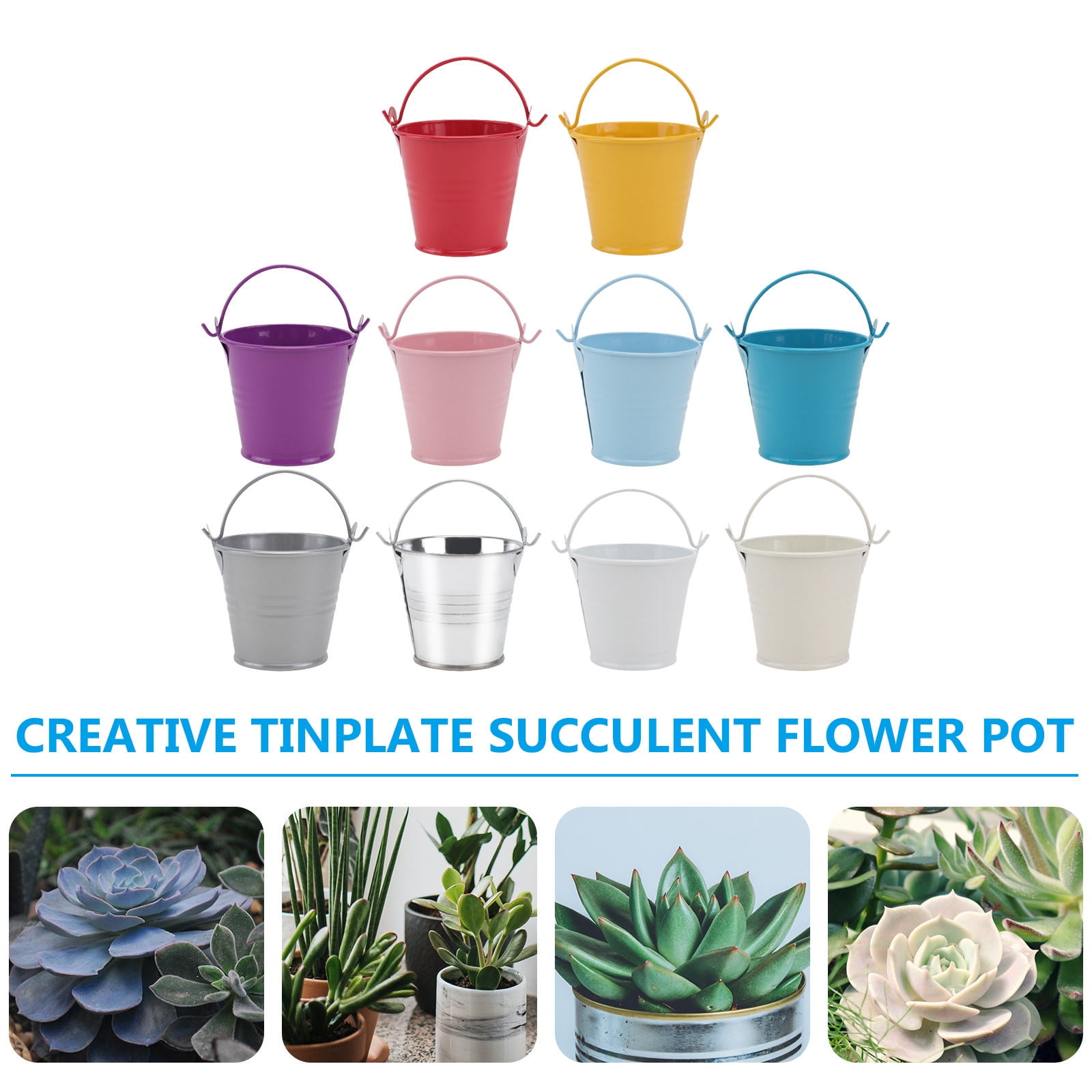 LIFKOME 10Pcs Light Blue Iron Flower Bucket with Retro Design for ...