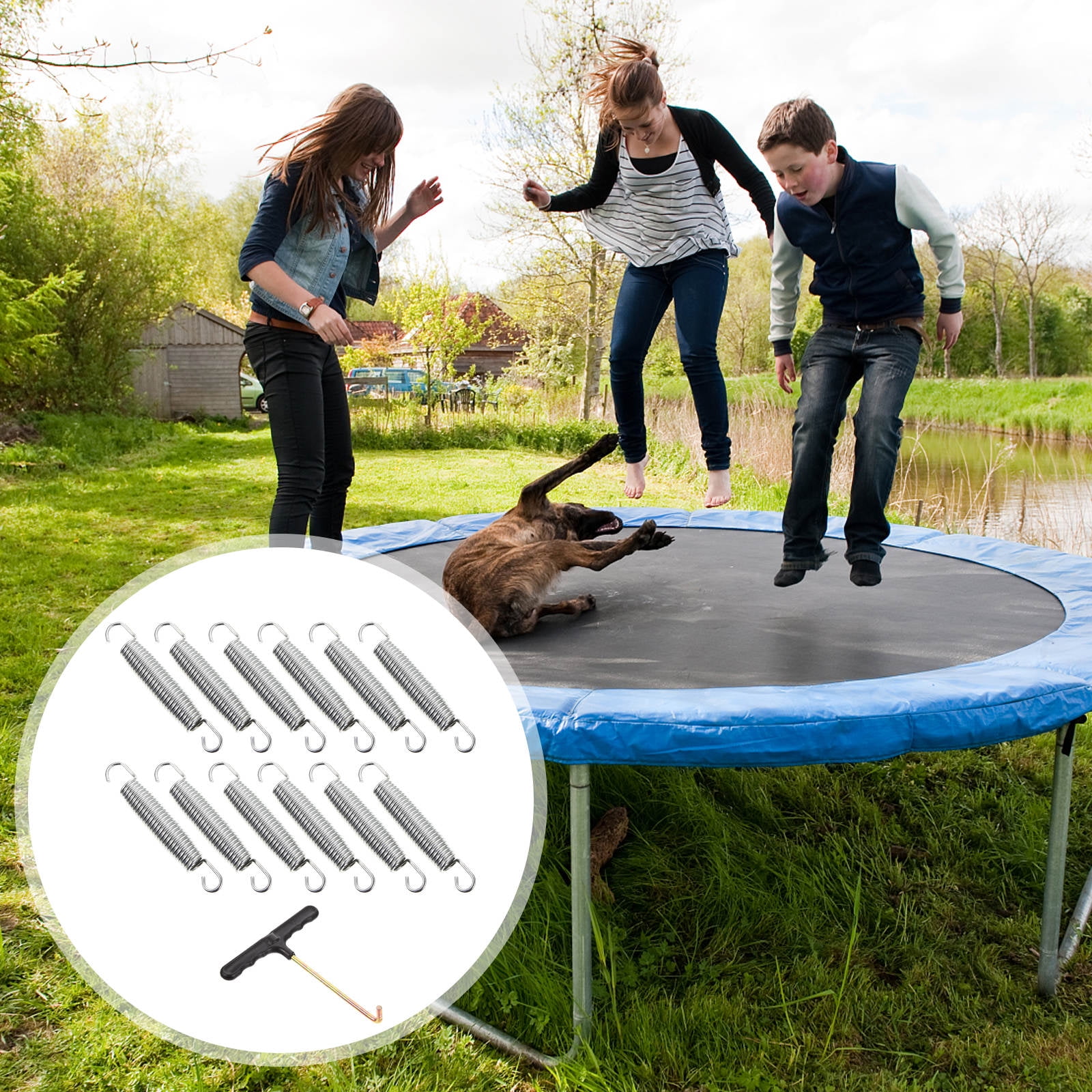 LIFKOME 12 x Springs Trampoline Accessories Cylindrical Galvanized ...