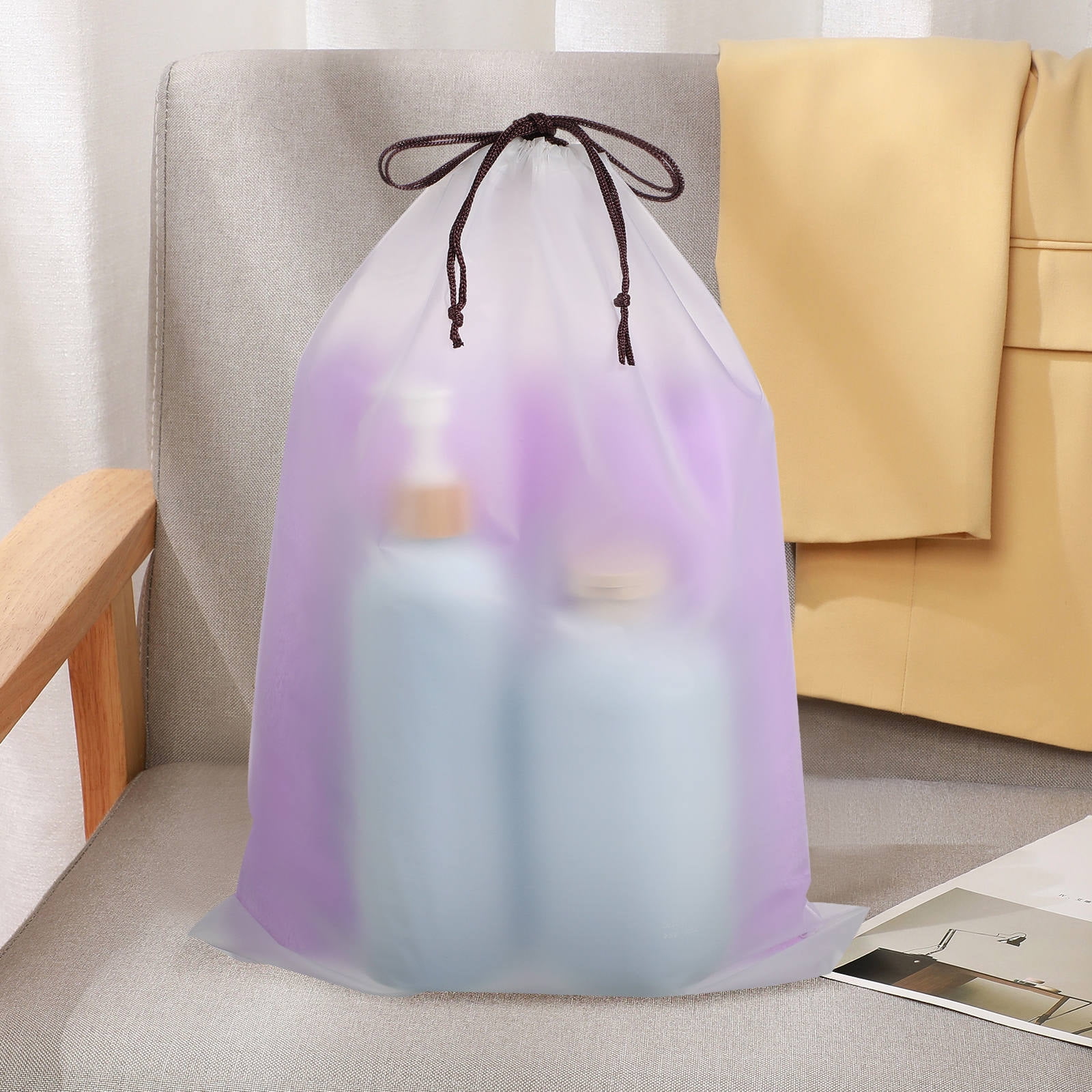 LIFKOME 12Pcs Clear Drawstring Bags for Travel with Simple Design White ...