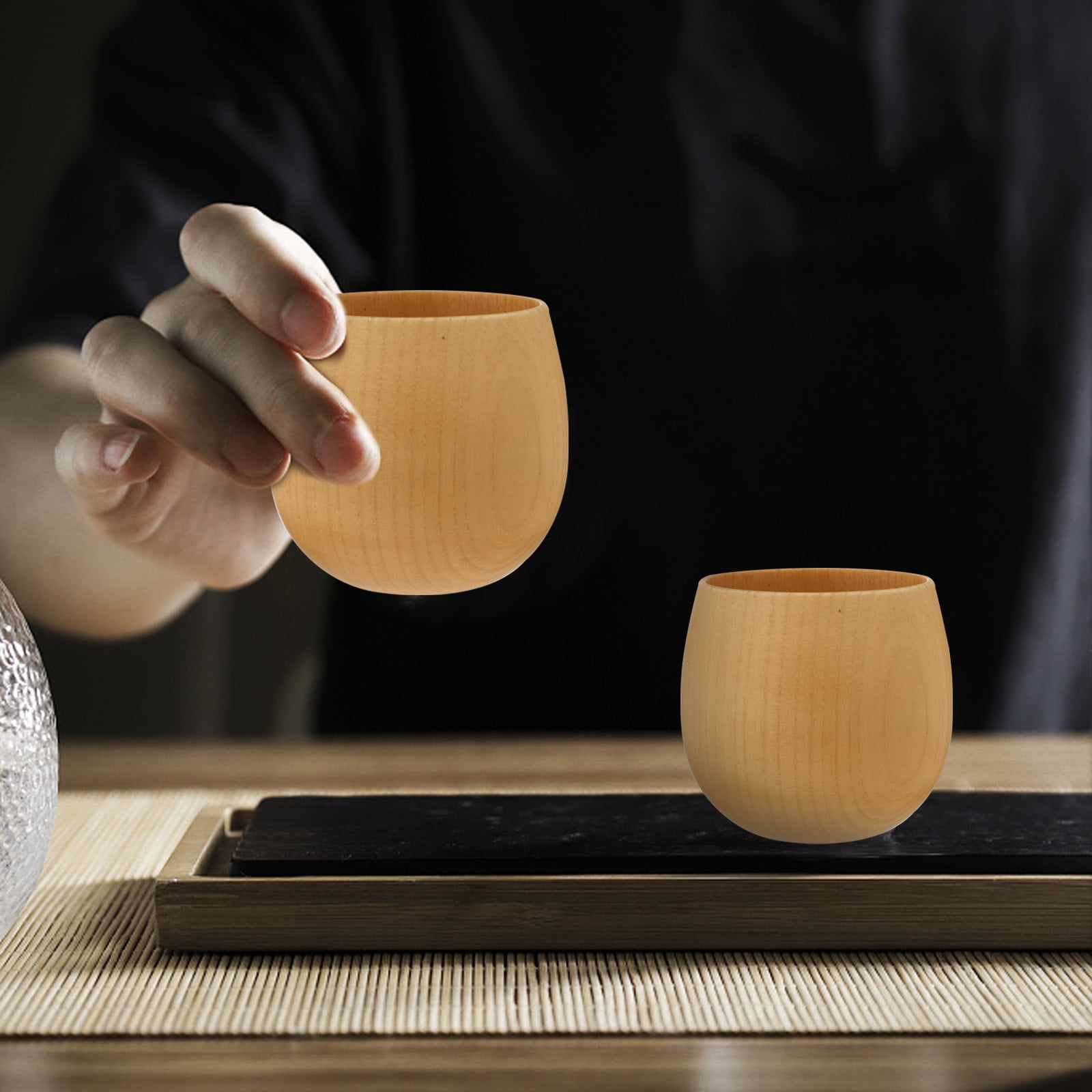 LIFKOME 16Set Water Cup Wood Grain Cup Natural Wood Color For Home Use ...