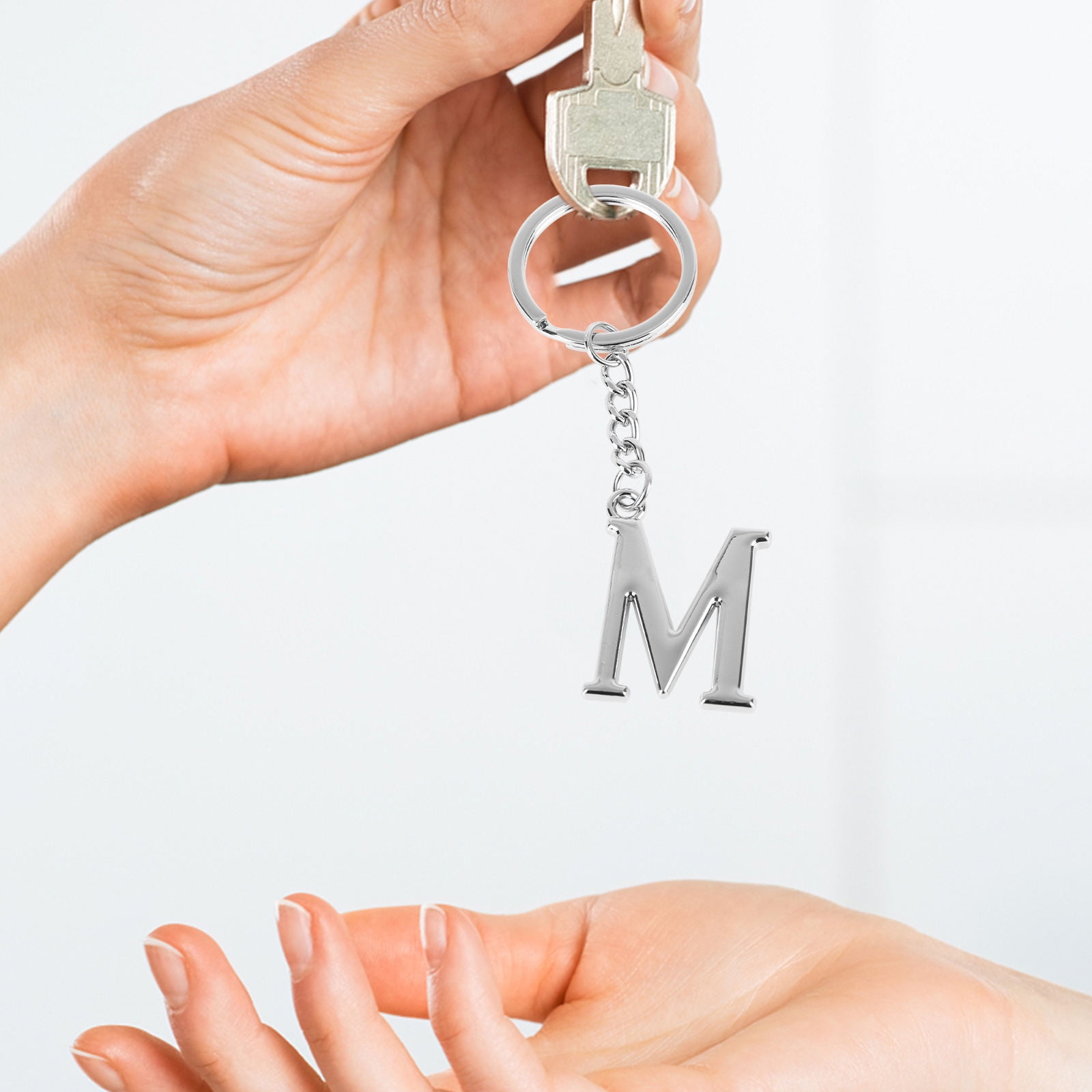 LIFKOME 1Pack Silver Tone Letter M Shaped Bag Pendant Keychain for ...