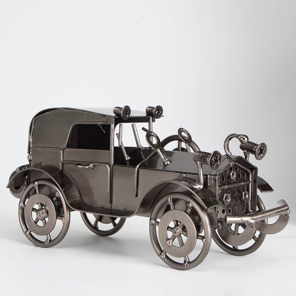 LIFKOME 1Pcs Vintage Toy Car Dark Grey Iron With Plating Technology For ...