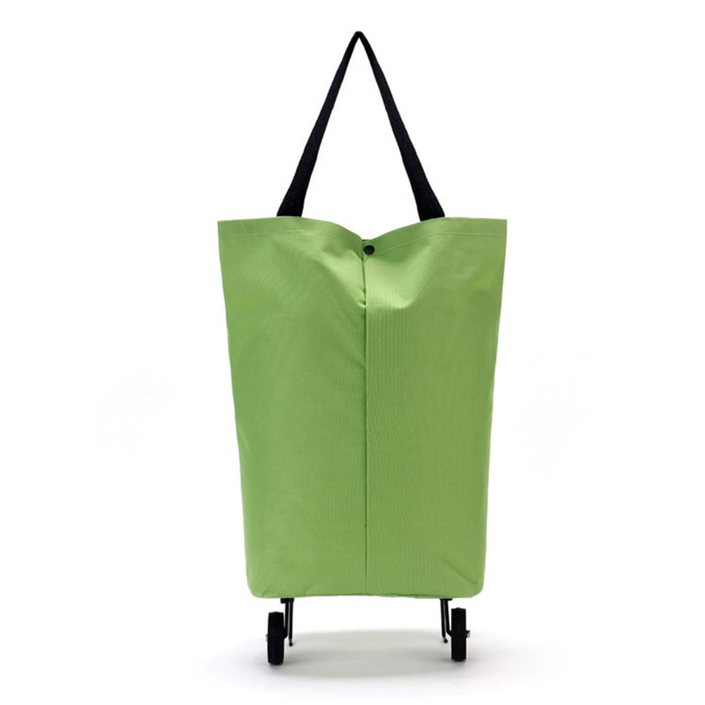 LIFKOME 1Set Foldable Grocery Cart on Wheels in Green Oxford Fabric for ...
