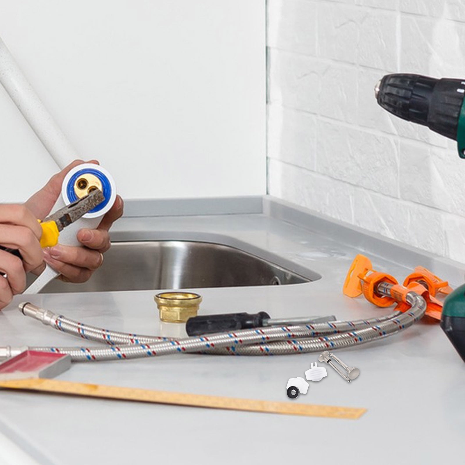 LIFKOME 2 Set Bathtub Faucet Spout Adapter with Diverter Quick ...