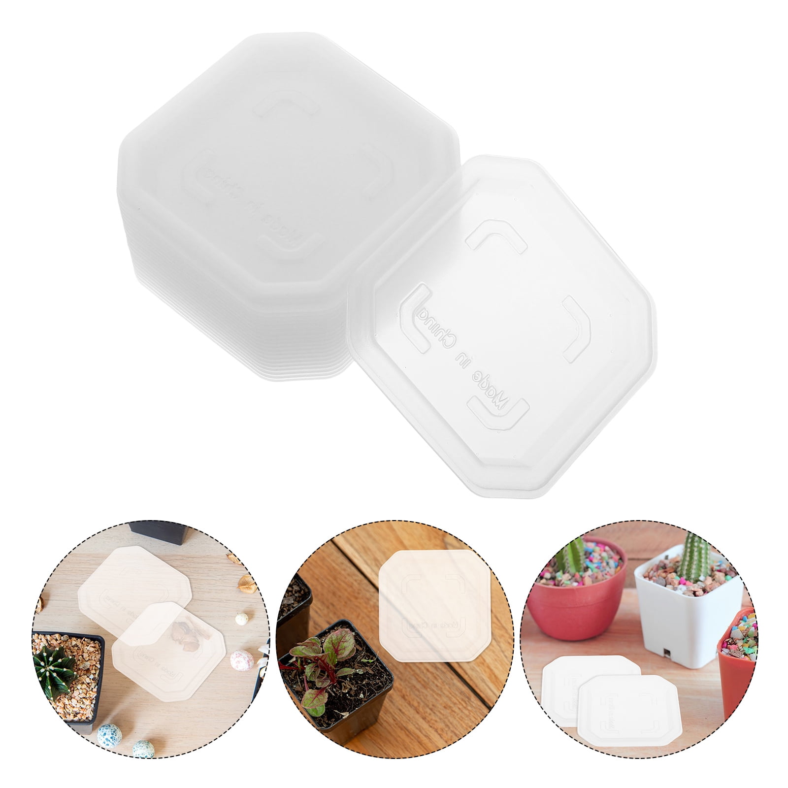 LIFKOME 20PCS Square Clear Plant Saucers Pant Pot Trays Plastic Water ...