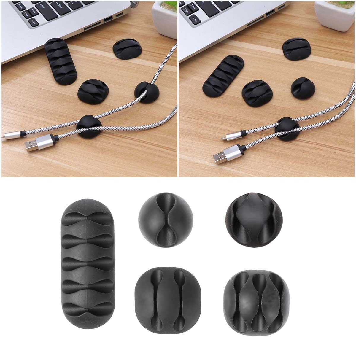 LIFKOME 20Pcs Desk Cable Organizer Adhesive Wire Holder Cord Management ...