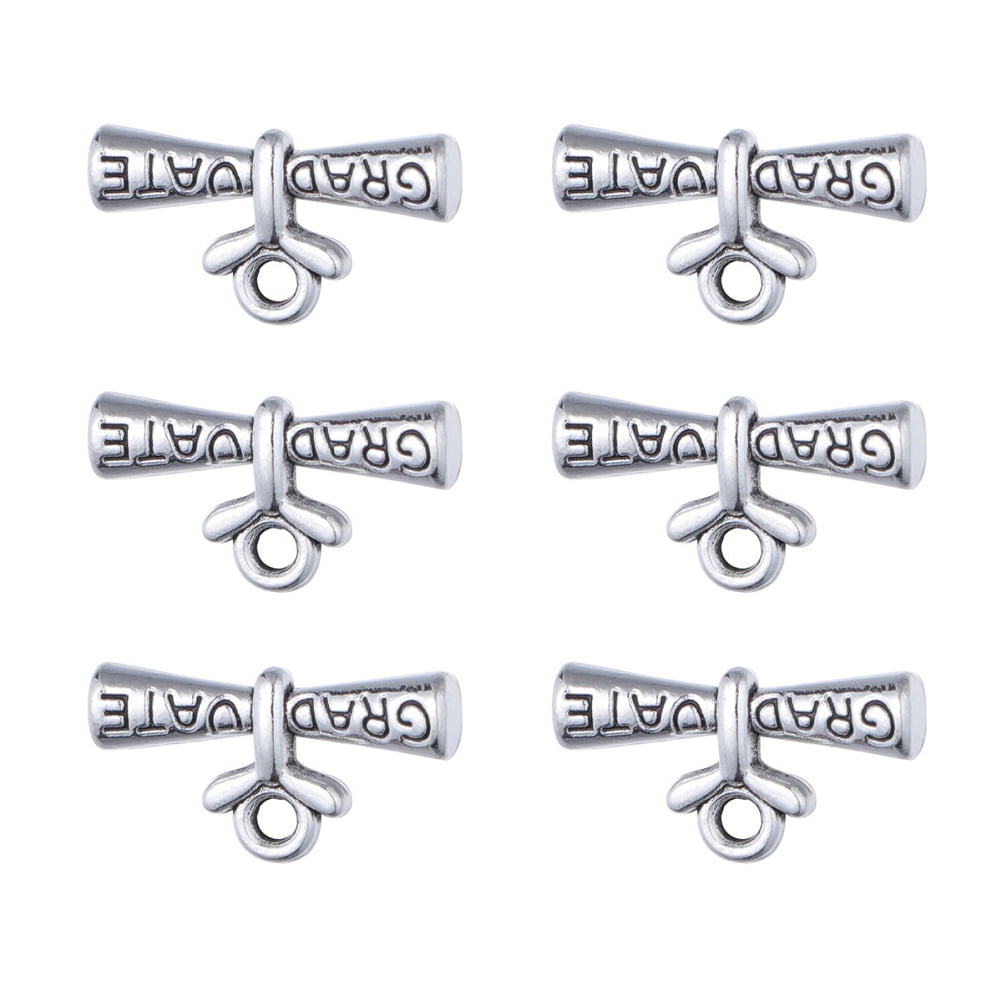 LIFKOME 20Pcs Silver Graduation Scroll Charms for Jewelry Making and ...