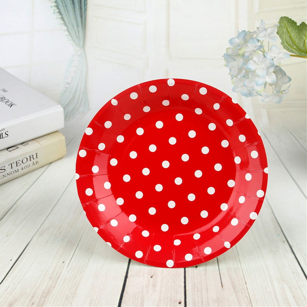 LIFKOME 20pcs Colorful Party Paper Plates Red Round for Various ...