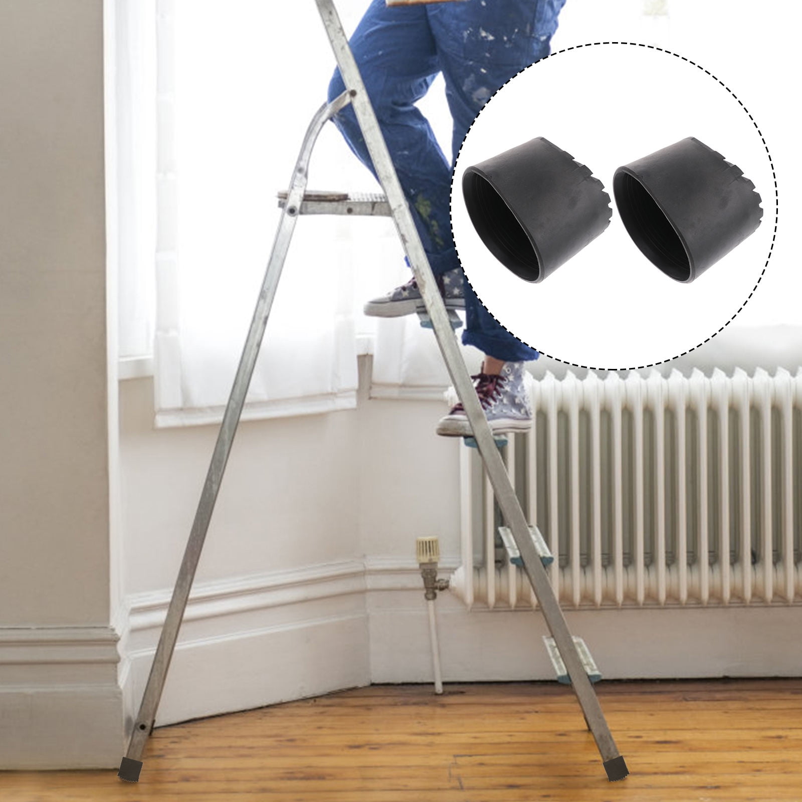 LIFKOME 2Pcs PVC Ladder Feet Covers Non Skid Round Black 7.7X7.7In for ...