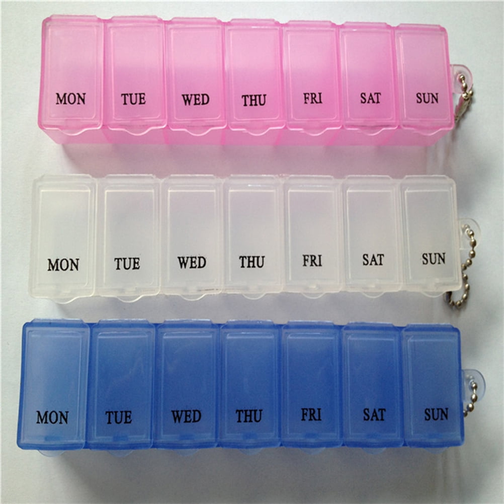 LIFKOME 2Set Pink Plastic Weekly Pill Holder for Medicine Storage with ...