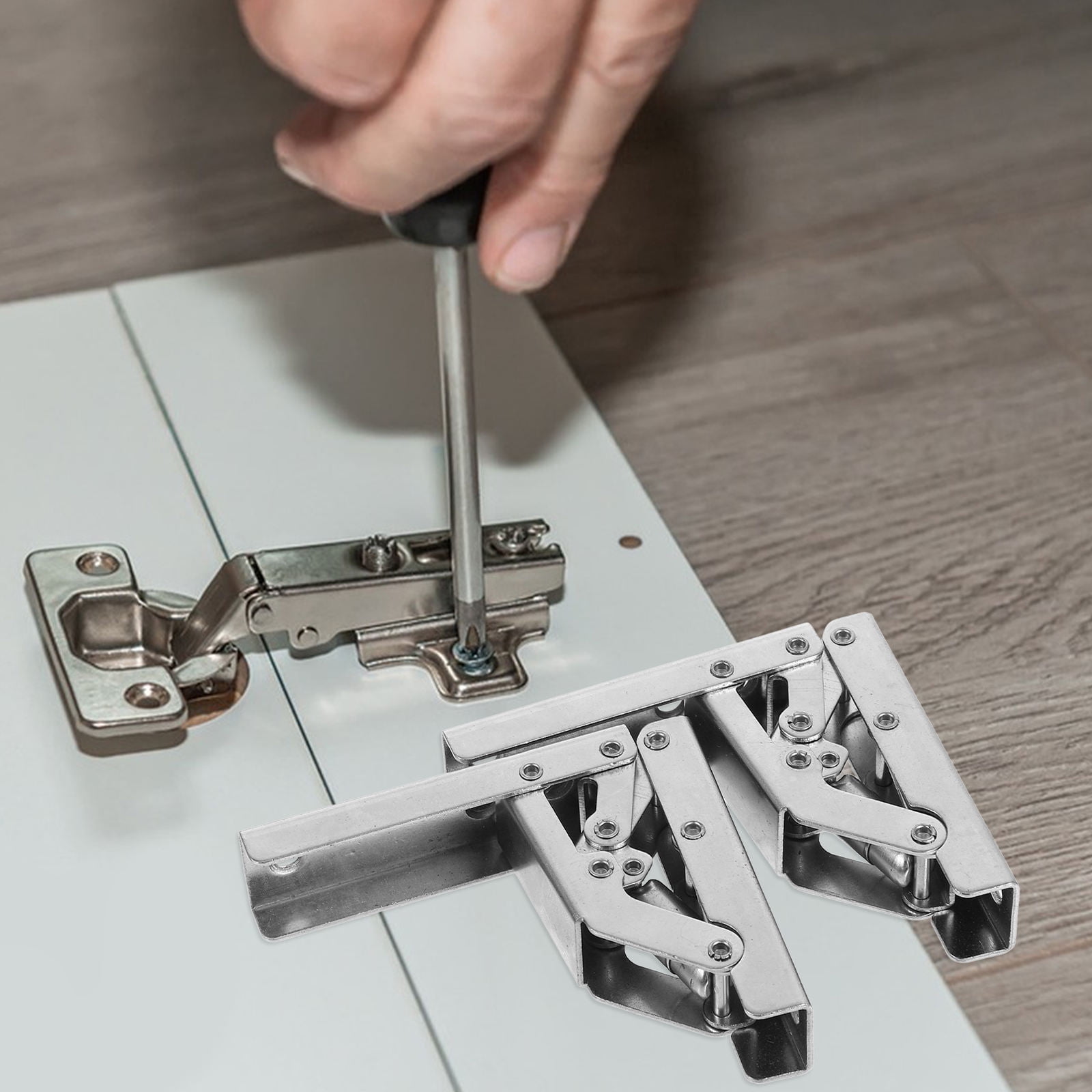 LIFKOME 2pcs Folding Hinge Furniture Brackets Laundry Cabinet Hinges ...