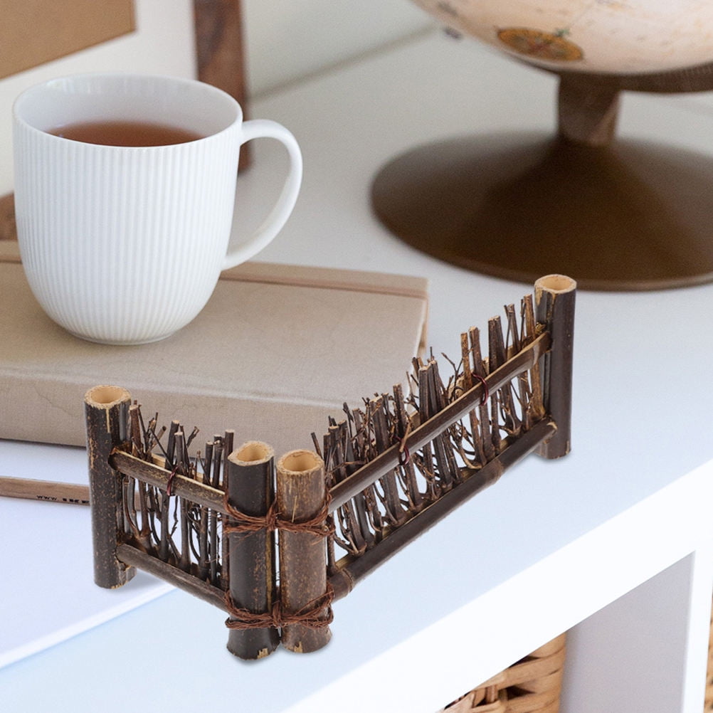 LIFKOME 2pcs Miniature Bamboo Fence Edging Fence for Garden and ...