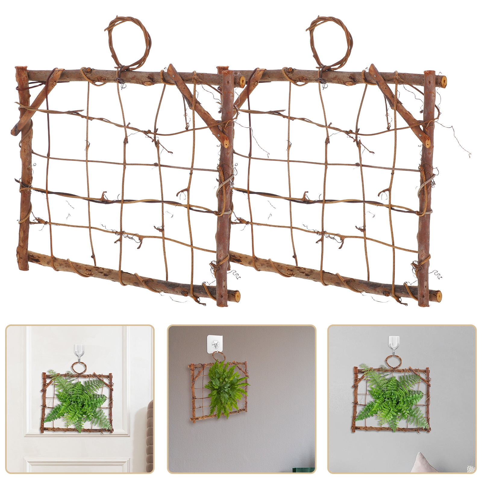 LIFKOME 2pcs Rustic Style Air Plant Frame Wooden Tillandsia Holder Wall ...