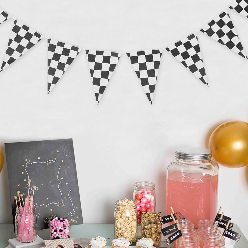 LIFKOME 3PCS Race Cars Checkered Flag Banner Race Car Racing Flags ...