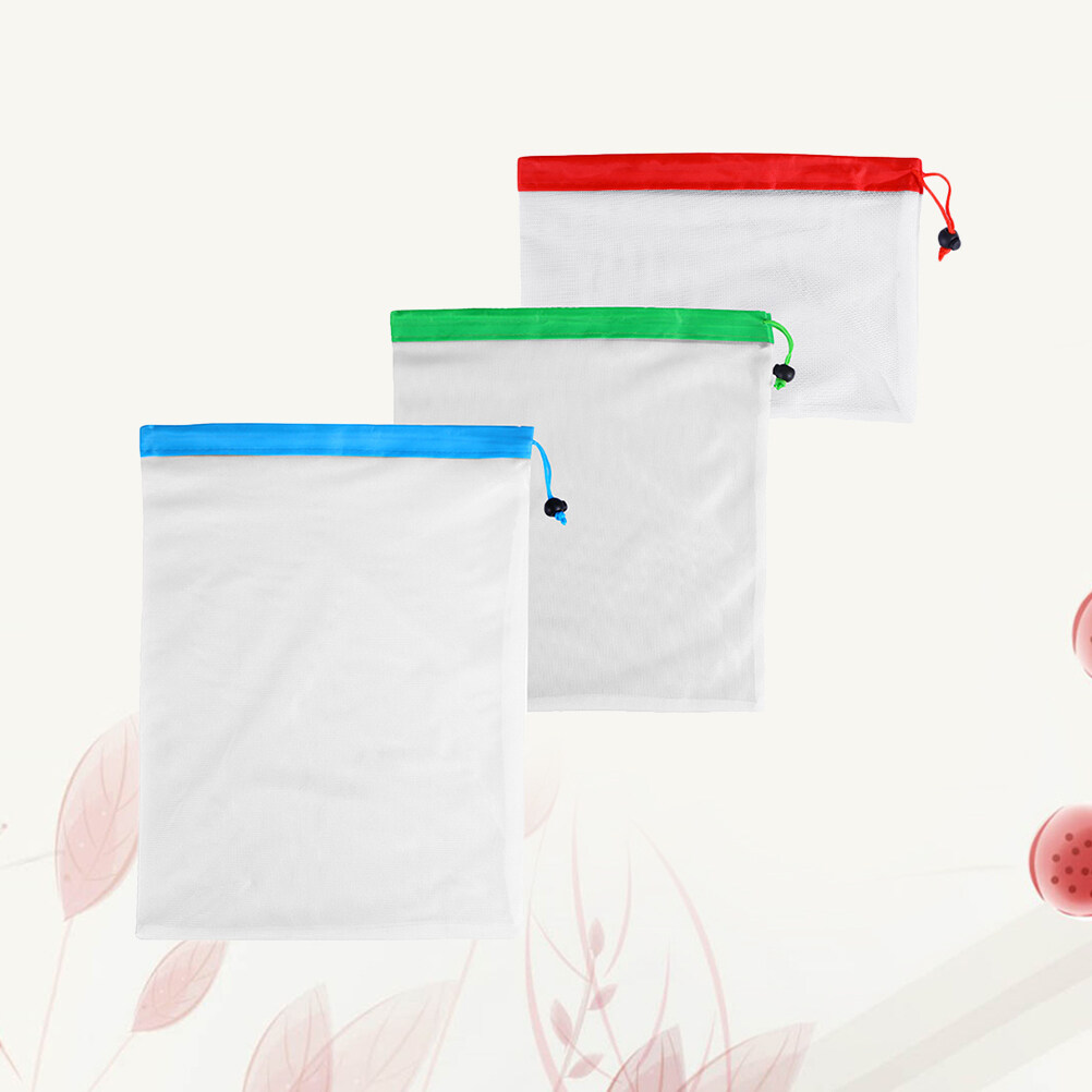 LIFKOME 3Pcs 17 Inch Mesh Pouch Blue Reusable for Fruit Netting Bags ...