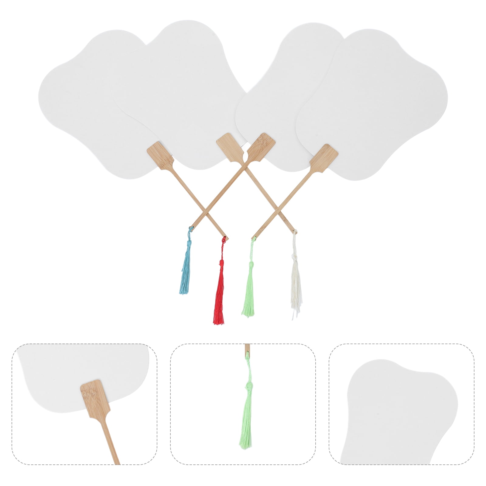 LIFKOME 4 Pcs Handheld Paper Fan Blank Fans Rice Miss Travel - Walmart.com