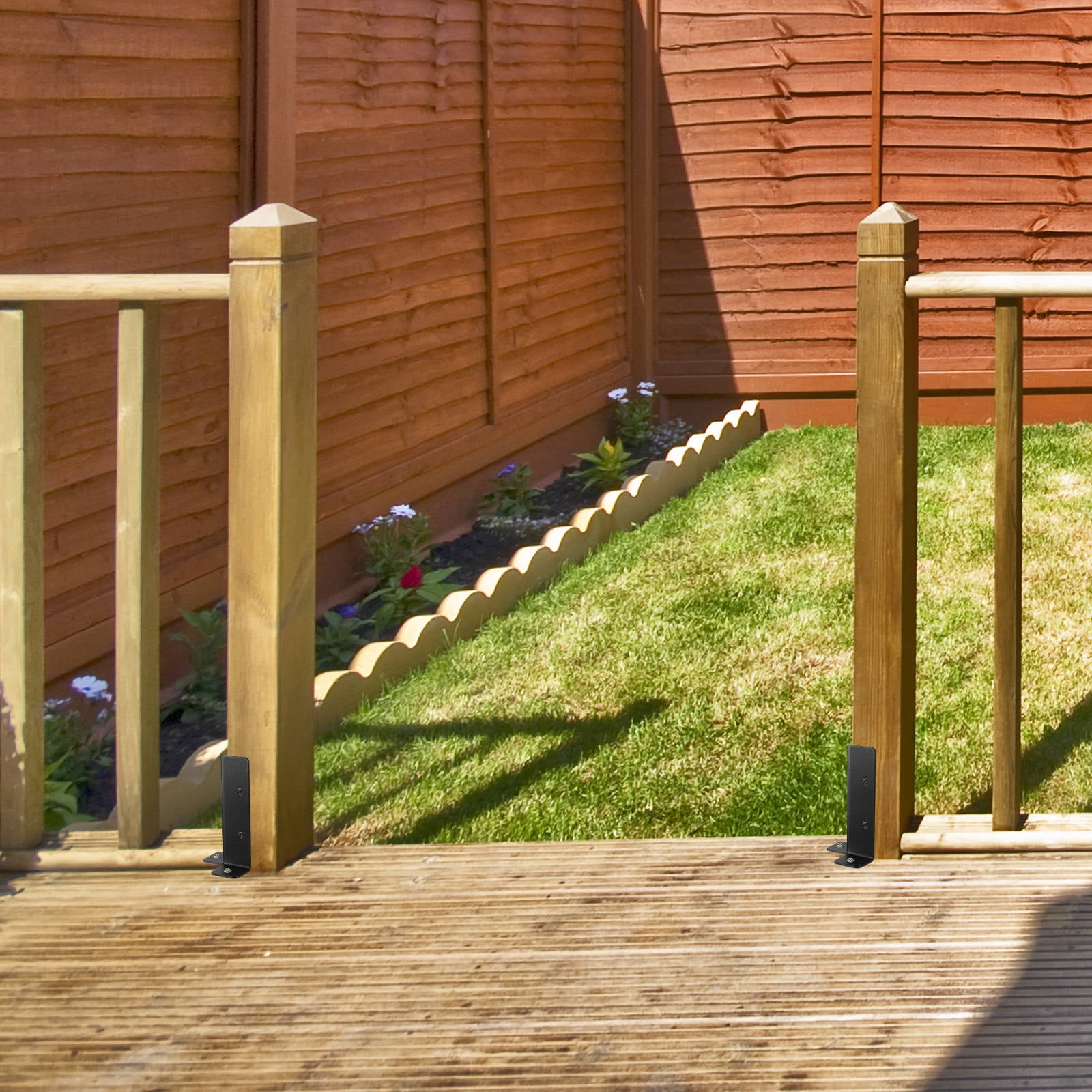 LIFKOME Sturdy Carbon Steel Fence Post Brackets for Heavy Duty Pergola ...