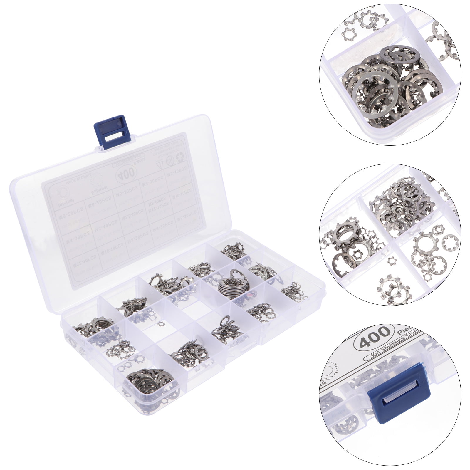 LIFKOME 400 Pcs Serrated Star Lock Washers Assortment Set Vibration ...