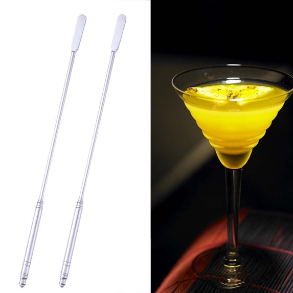 LIFKOME 5 Pcs Stainless Steel Flat and Cylinder Cocktail Pick Set Fruit ...