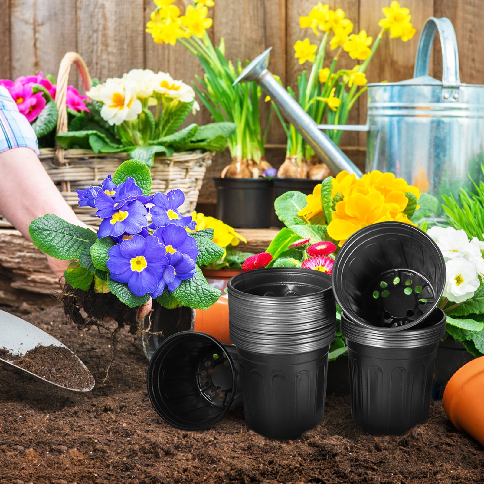 LIFKOME 50 Pcs Planter Pots Plastic Nursery Pots With Drainage Holes ...