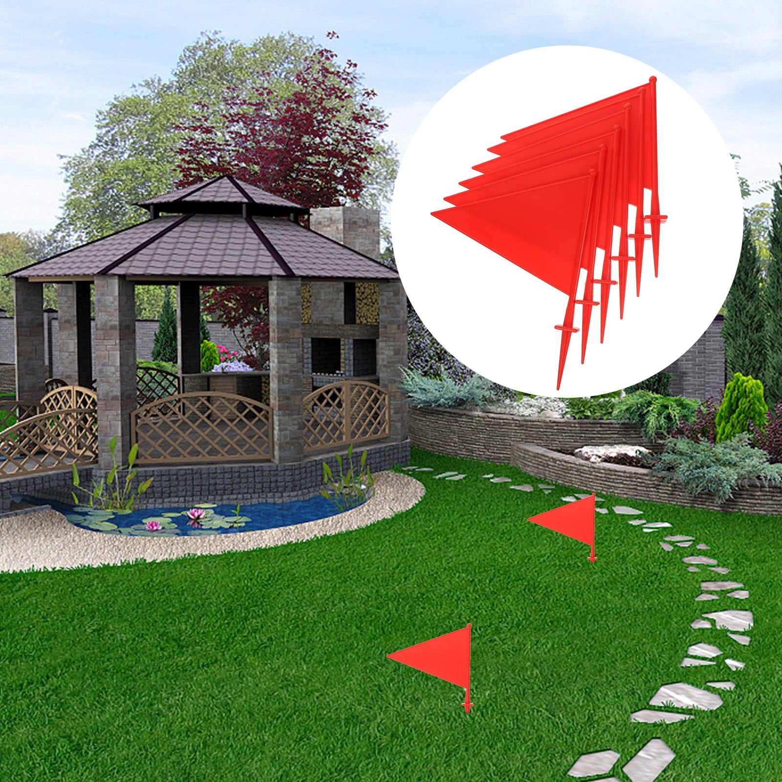 LIFKOME 6 Pcs Garden Water Triangle 记号旗 Lawn Sprinkler Flags - Walmart.com