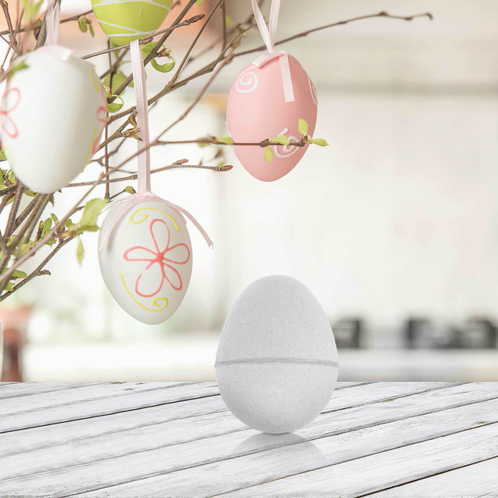 LIFKOME 6pcs White Unpainted Blank Paper Easter Eggs for Kids to Paint ...
