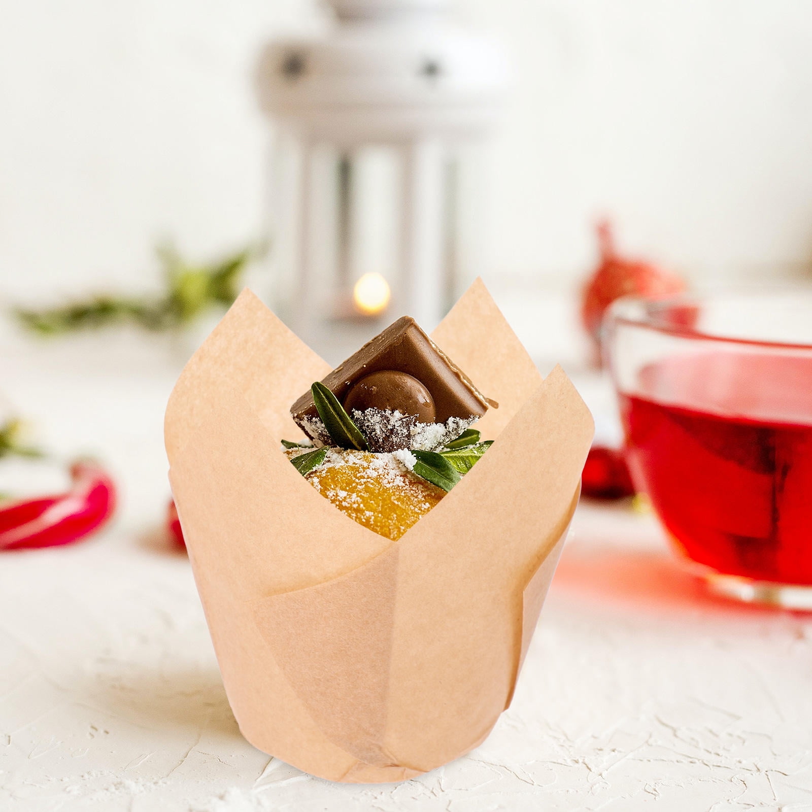 LIFKOME Baking Cups Tulip 50Pcs Elegant Design Paper Liners for Muffins ...