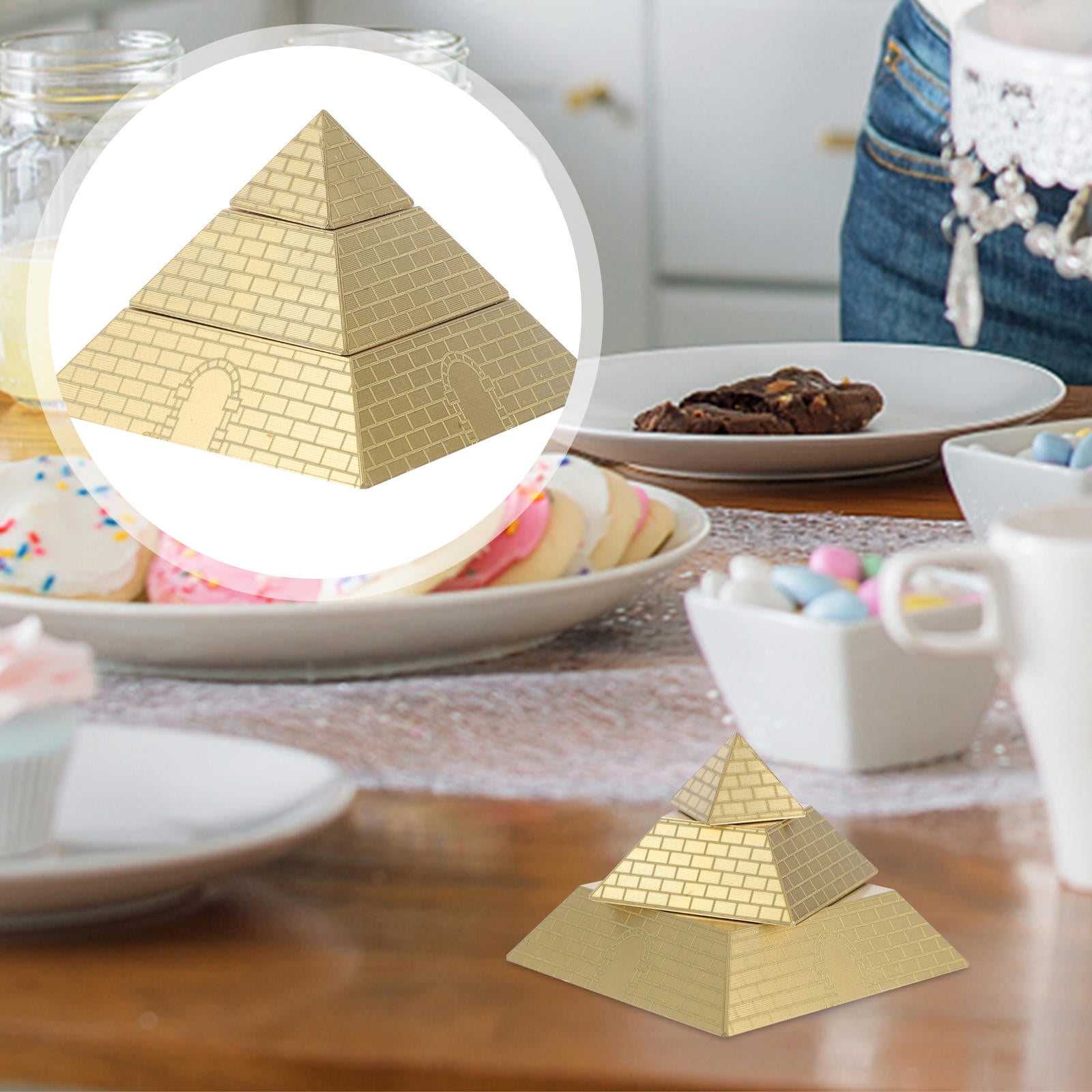 LIFKOME Brass Pyramid Statue Pyramid Figurine Office Desk Toy Egyptian ...