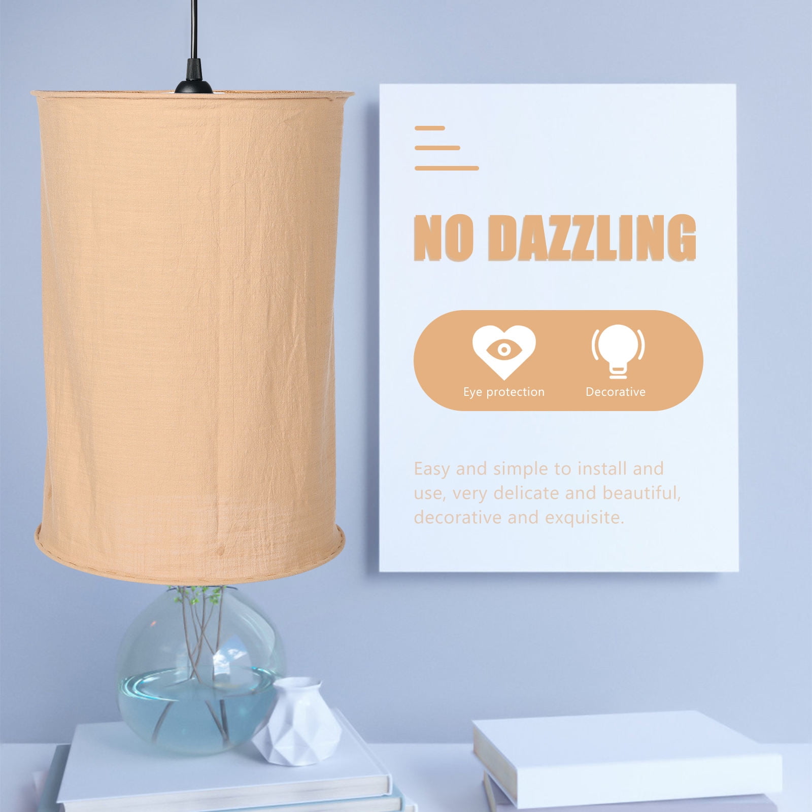 LIFKOME Cloth Lamp Shade Long Cylinder Lamp Shade Cloth Lampshade for ...