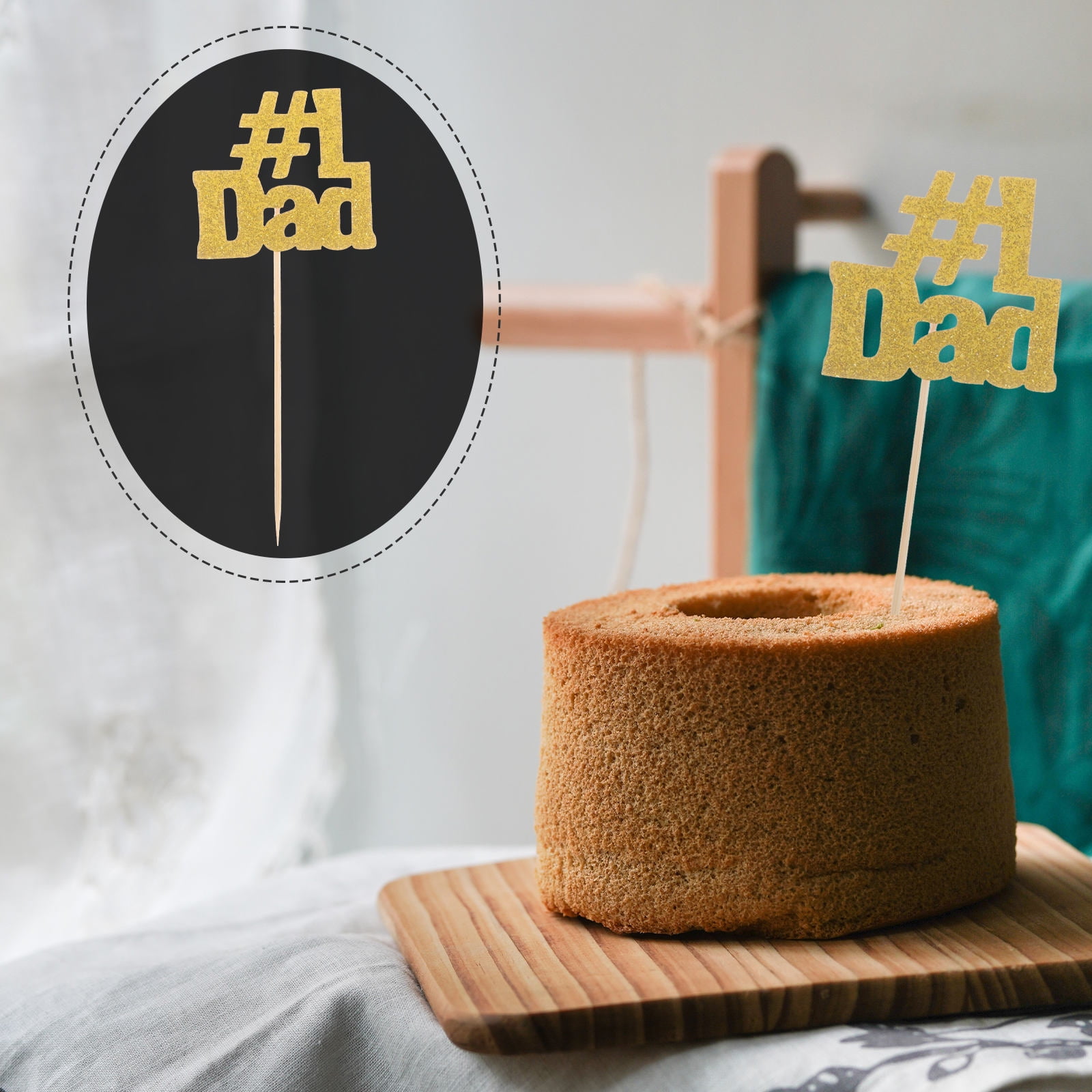 LIFKOME Cupcake Toppers Set 25pcs Golden Paper and Bamboo Decorations ...