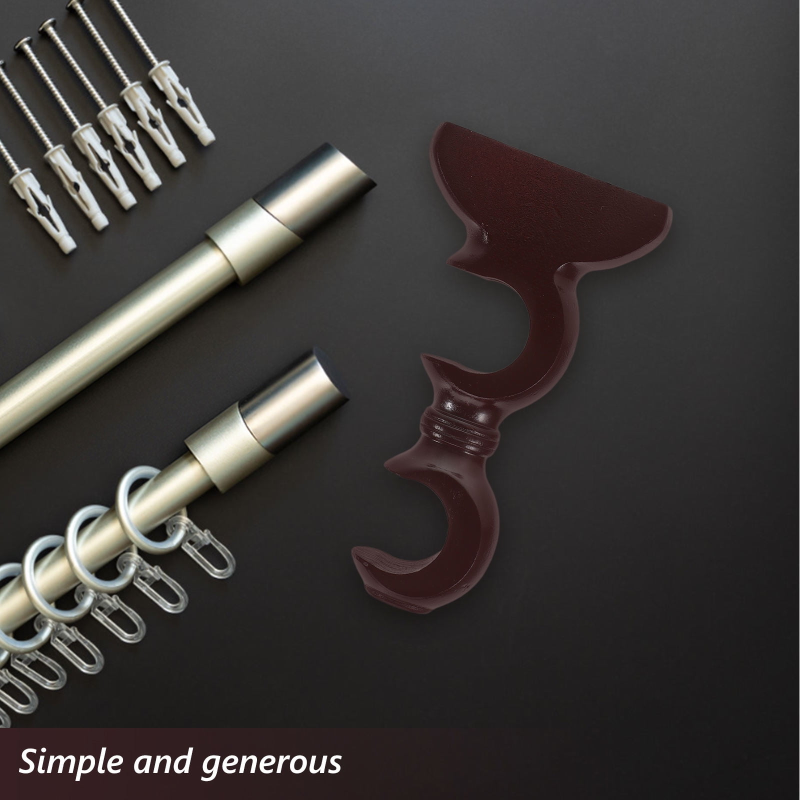 LIFKOME Double Slot Wooden Curtain Rod Brackets Dark Red for Interior ...