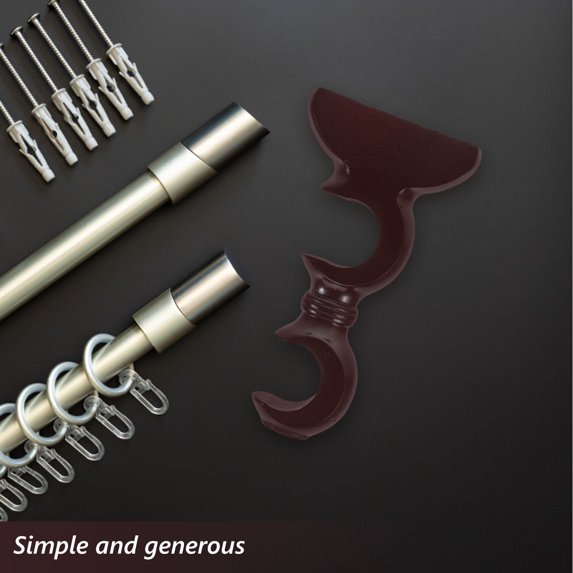 LIFKOME Double Slot Wooden Curtain Rod Brackets Dark Red for Interior ...