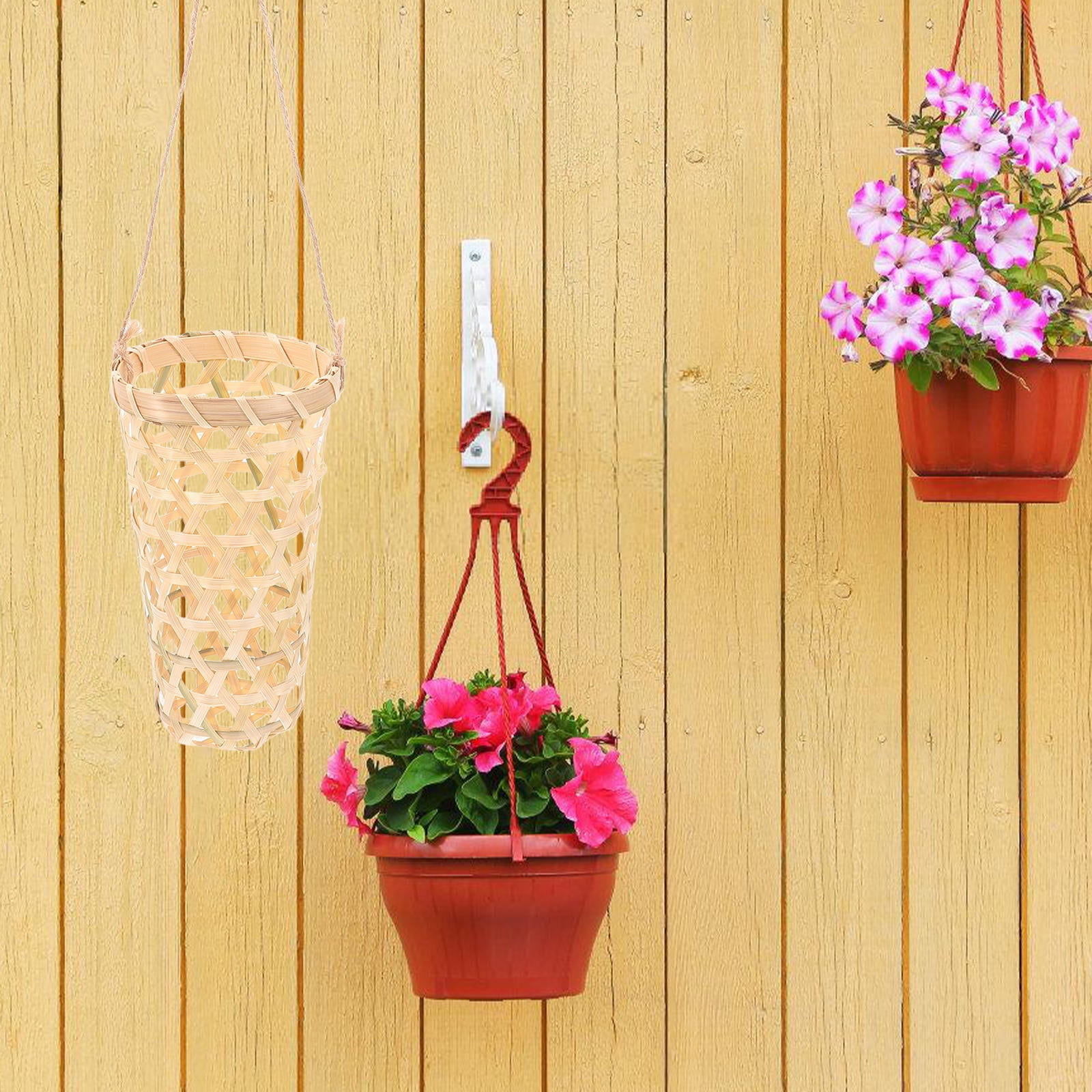 LIFKOME Bamboo Woven Hanging Basket for Flowers with Rope Ideal for ...
