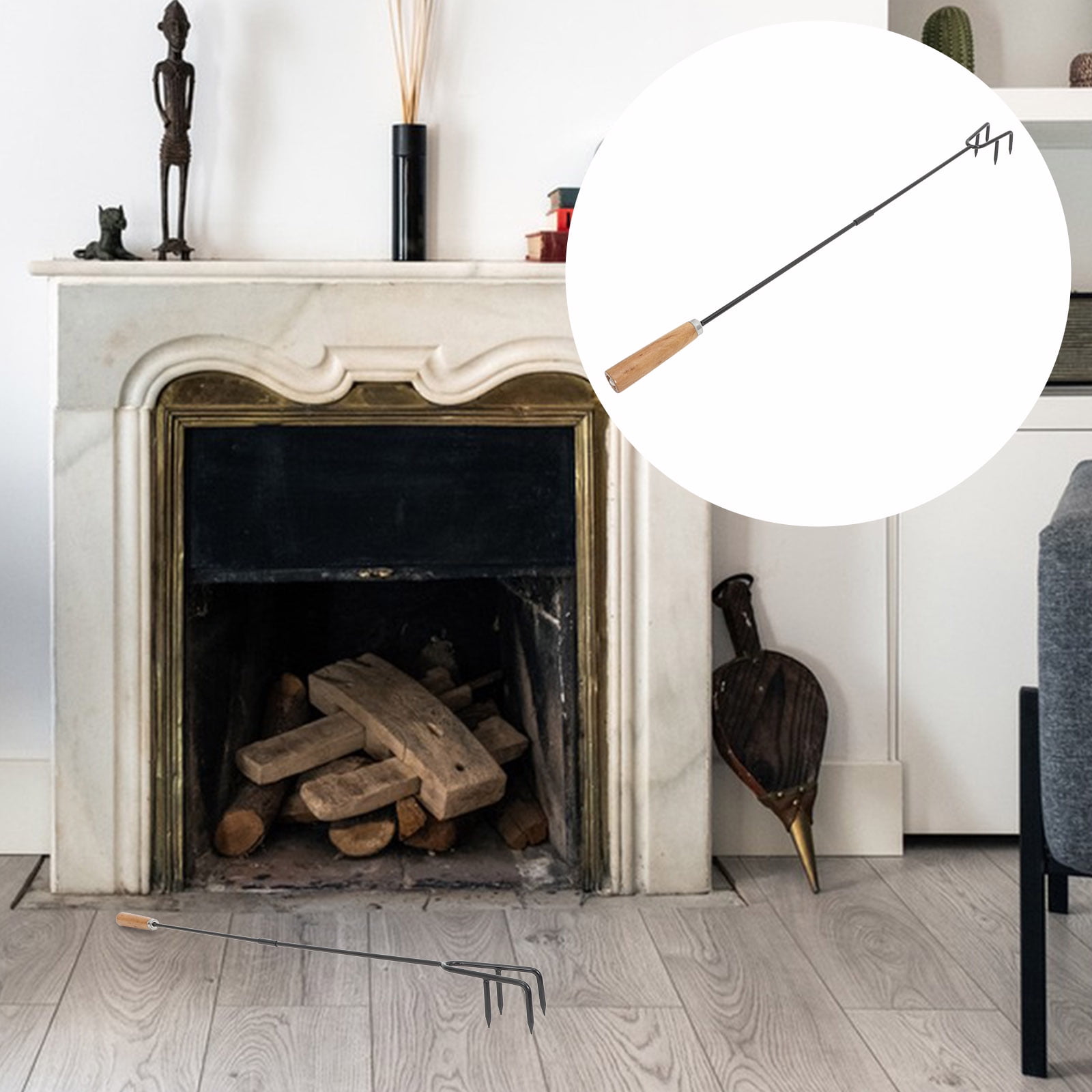 LIFKOME Fire Poker For Outdoor Fireplaces Long Fire Hook For Camping ...