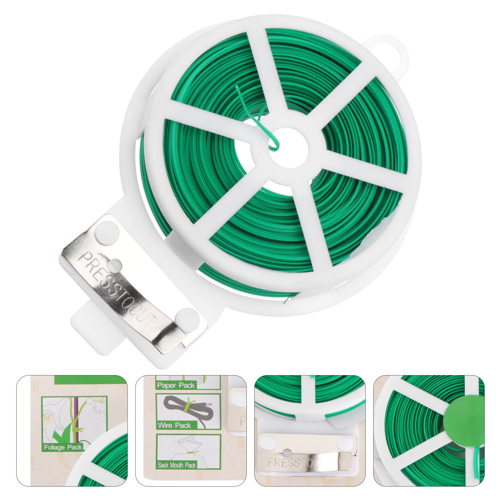 LIFKOME Gardening Cable Ties 50m Green Plastic Coated Iron Wire 1Set ...
