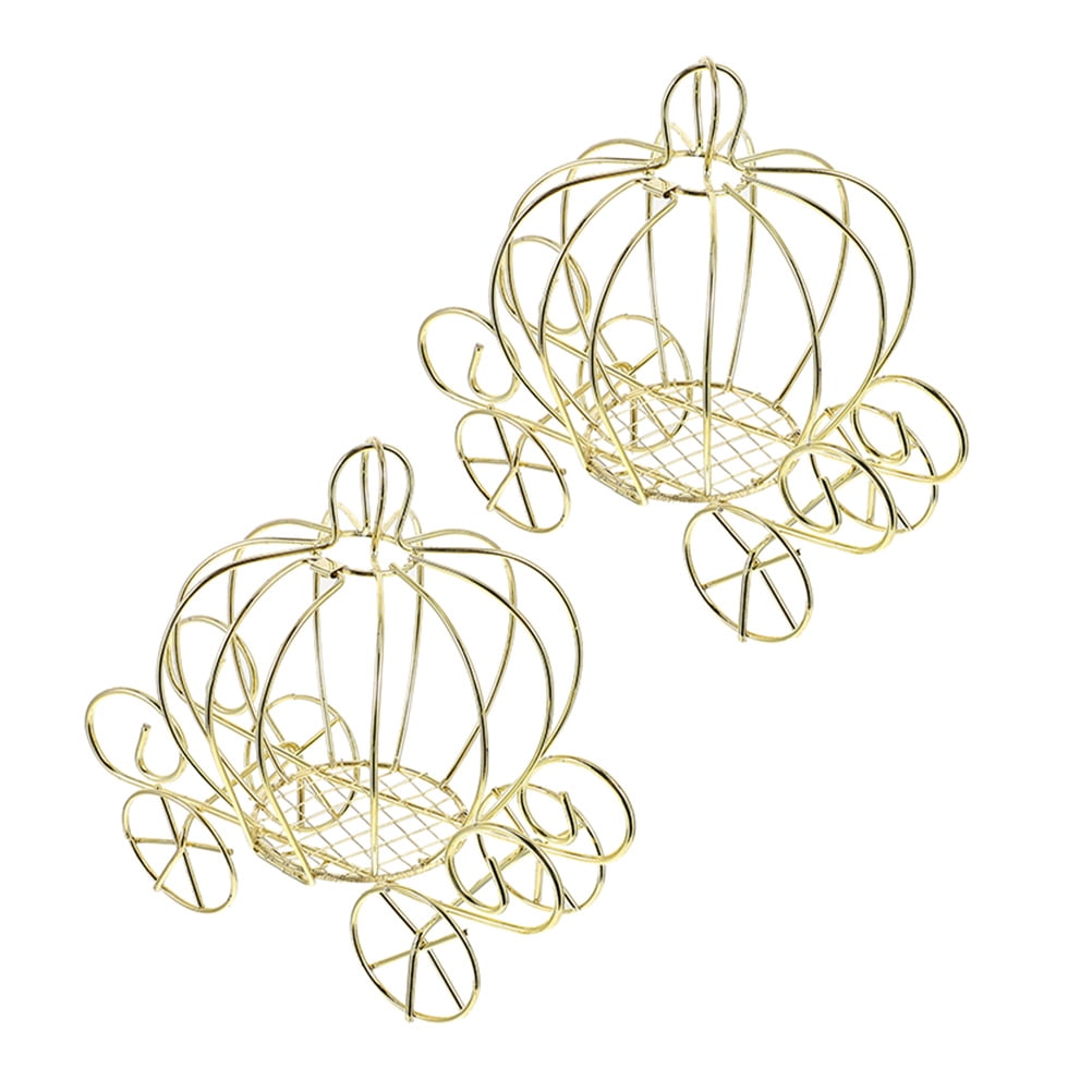 LIFKOME Golden Pumpkin Cart Candy Box Metal Decorative Candy Storage ...