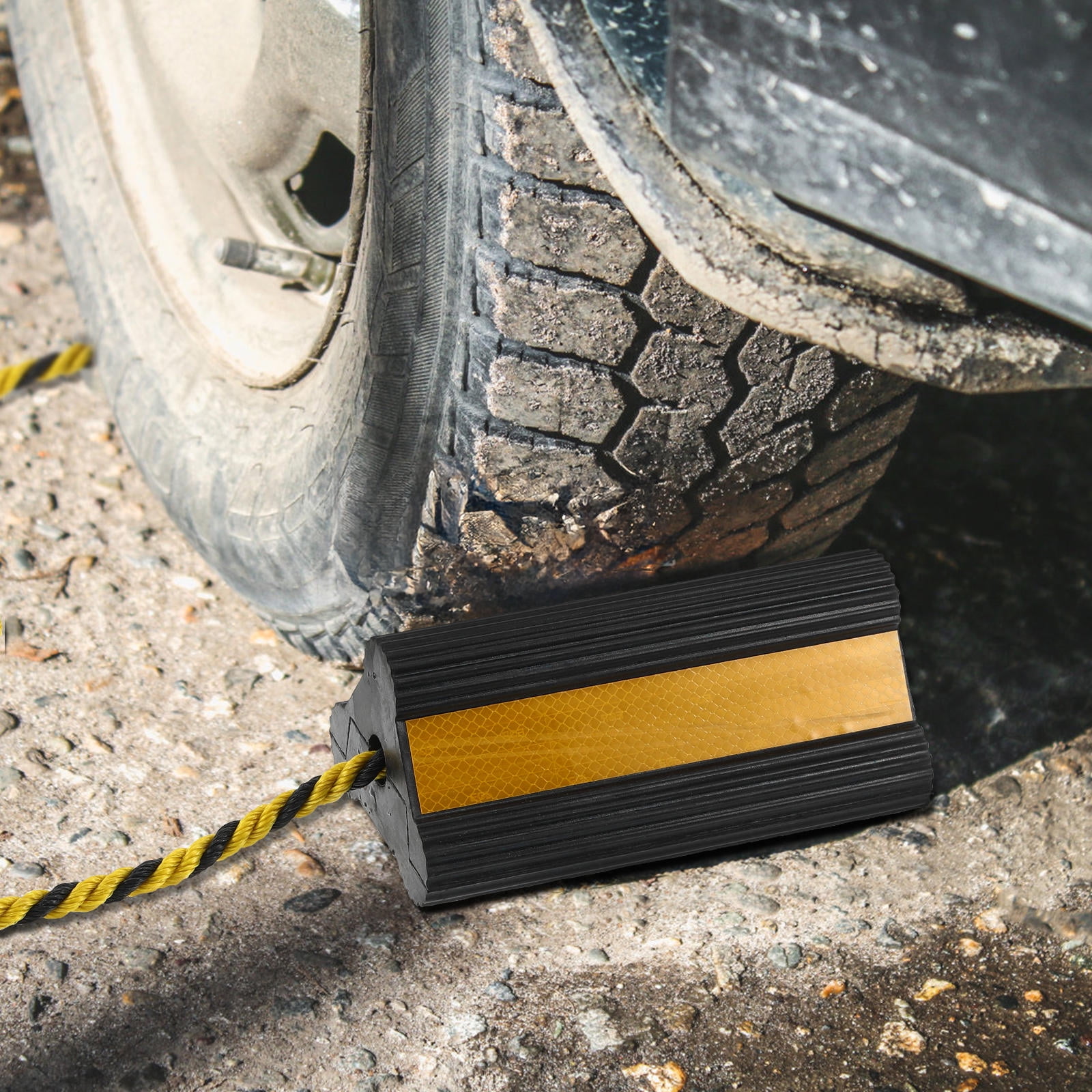 LIFKOME Heavy Duty Rubber Wheel Chocks 2pcs Tire Stopper Blocks for ...