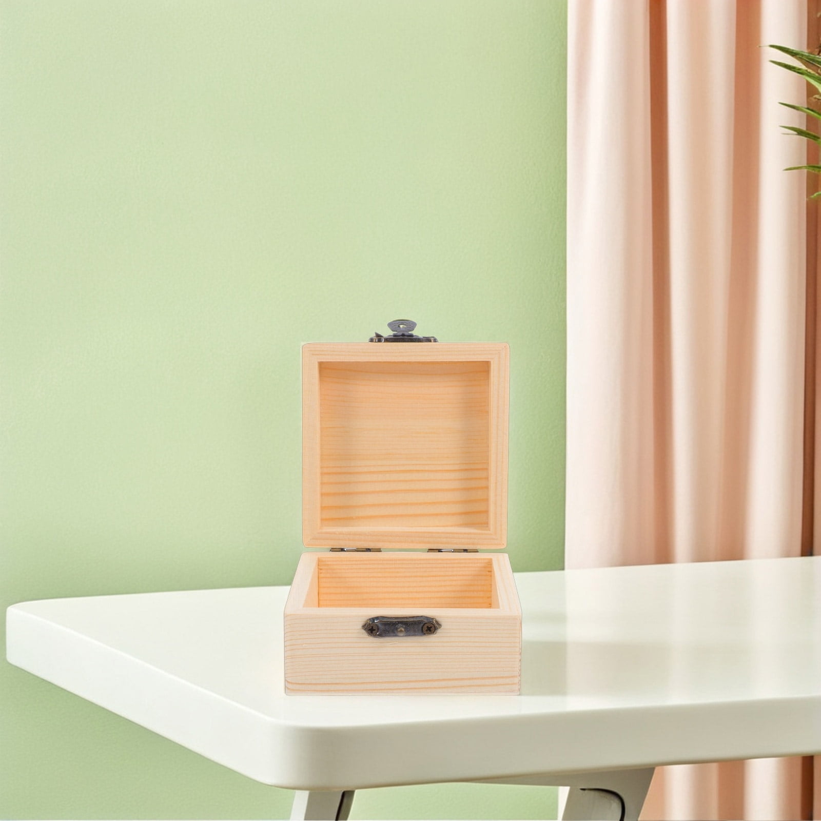 LIFKOME Hemoton Square Wooden Jewelry Box for Storage Beige DIY ...