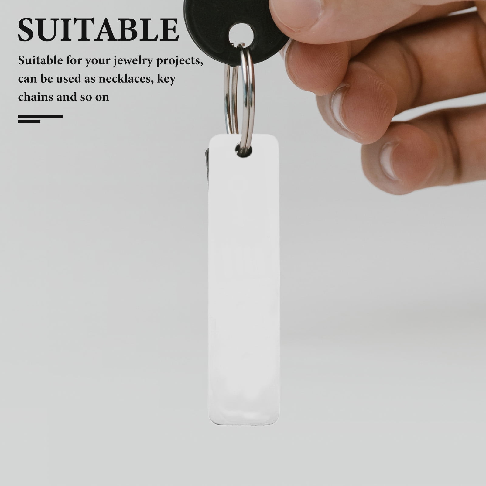 LIFKOME MLINS 12PCS Rectangle Metal Stamping Blanks Titanium Steel Tags ...