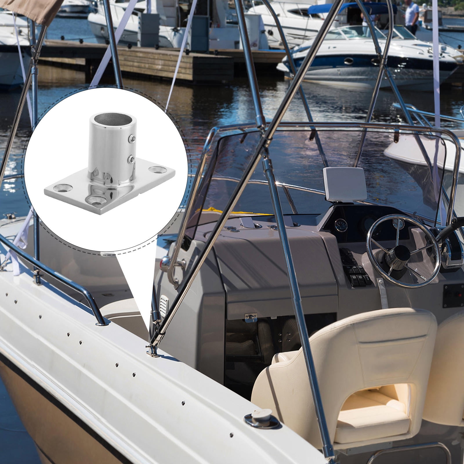 LIFKOME Marine Handrail Tube Base Yacht Deck Mount Sunshade Handrail ...