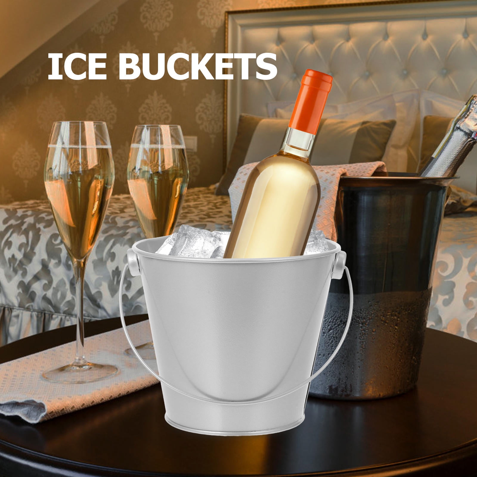 LIFKOME Mini Metal Buckets With Handle 3pcs Small Galvanized Tin Pails ...