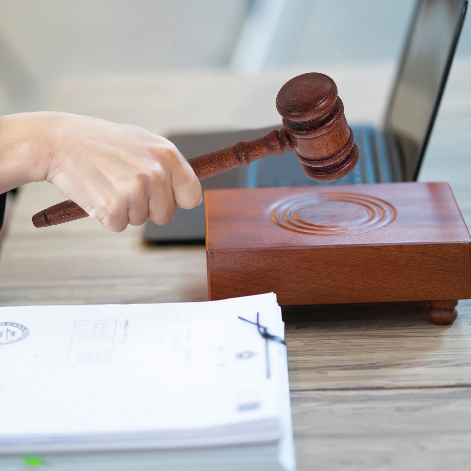 LIFKOME Mini Wooden Gavel for Cosplay Brown Wood and Rubber Compact ...