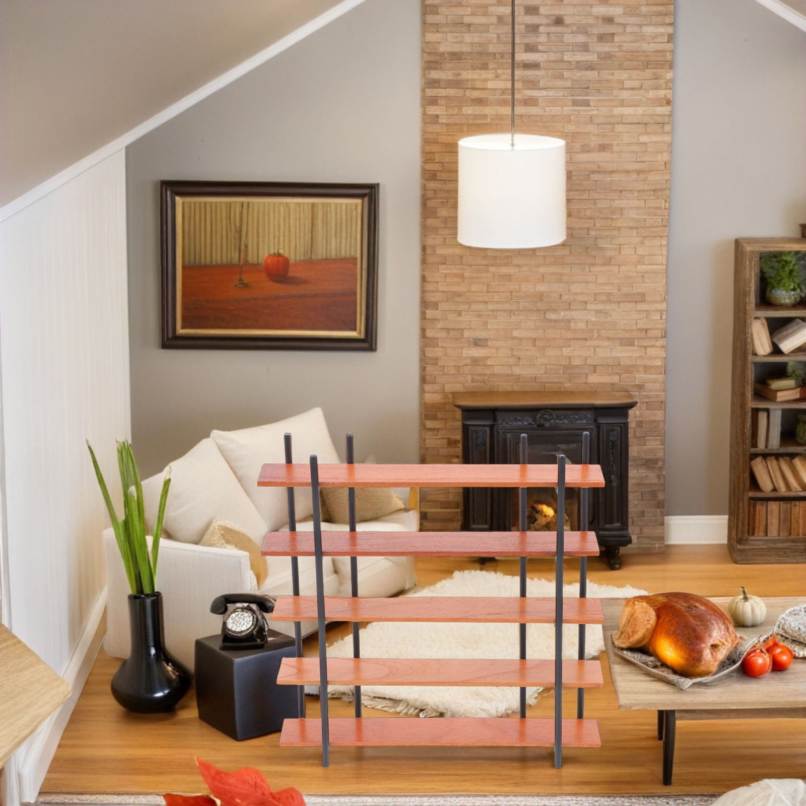 LIFKOME Miniature Bookshelf 1:12 Wood Mini House Furniture Mini ...