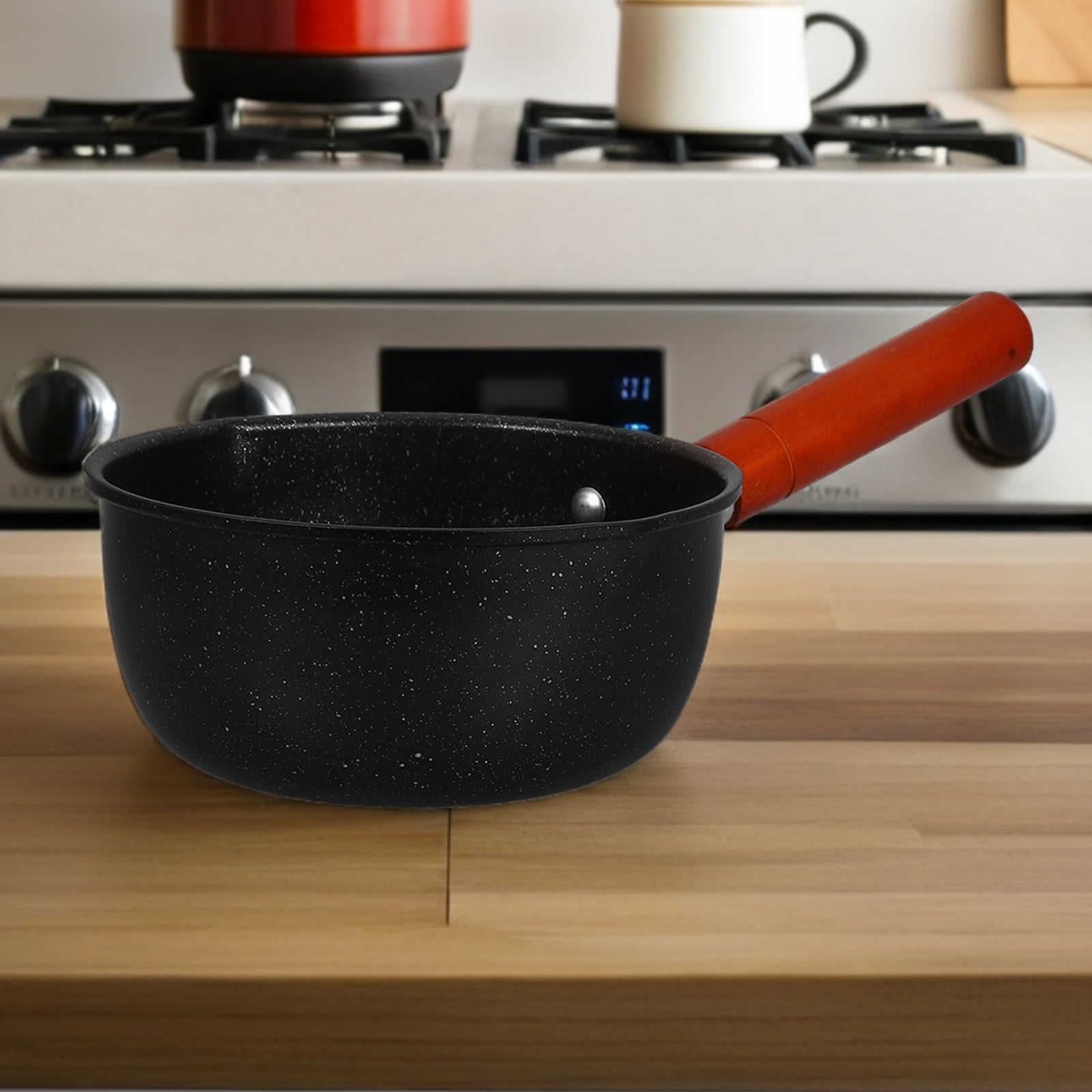 LIFKOME Non-Stick Saucepan For Milk Portable Small Cast With Wood ...