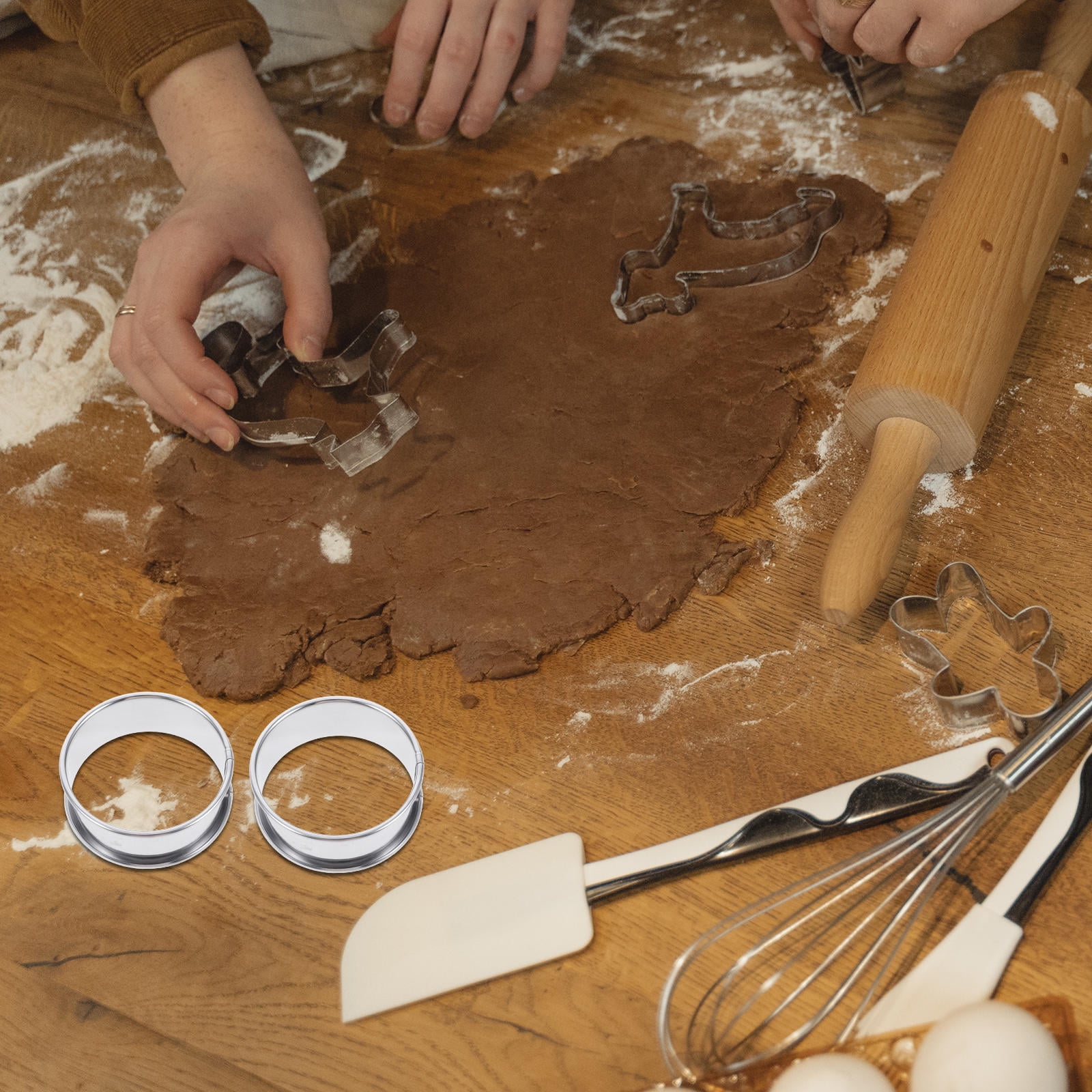 LIFKOME Nonstick Round Tart Rings Stainless Steel Muffin Rings Round ...