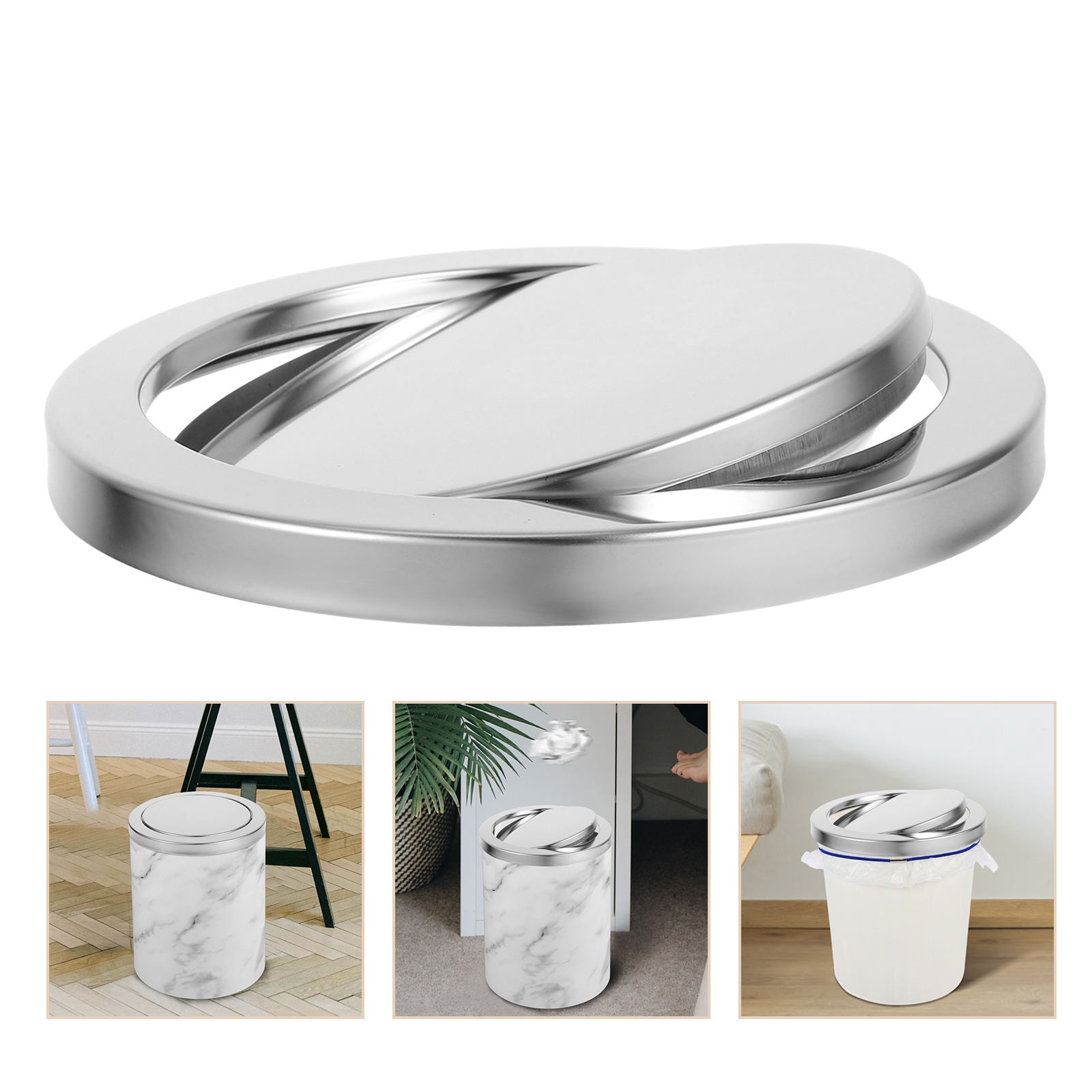 LIFKOME Replacement Lid For Trash Can Round Stainless Steel Wastebasket ...