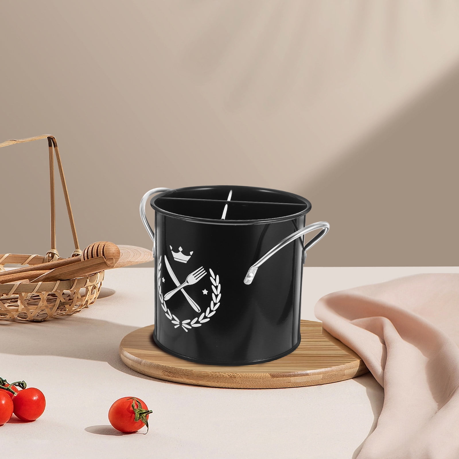 LIFKOME Retro Style Cutlery Bucket 1Pack Square Galvanized Iron Kitchen ...