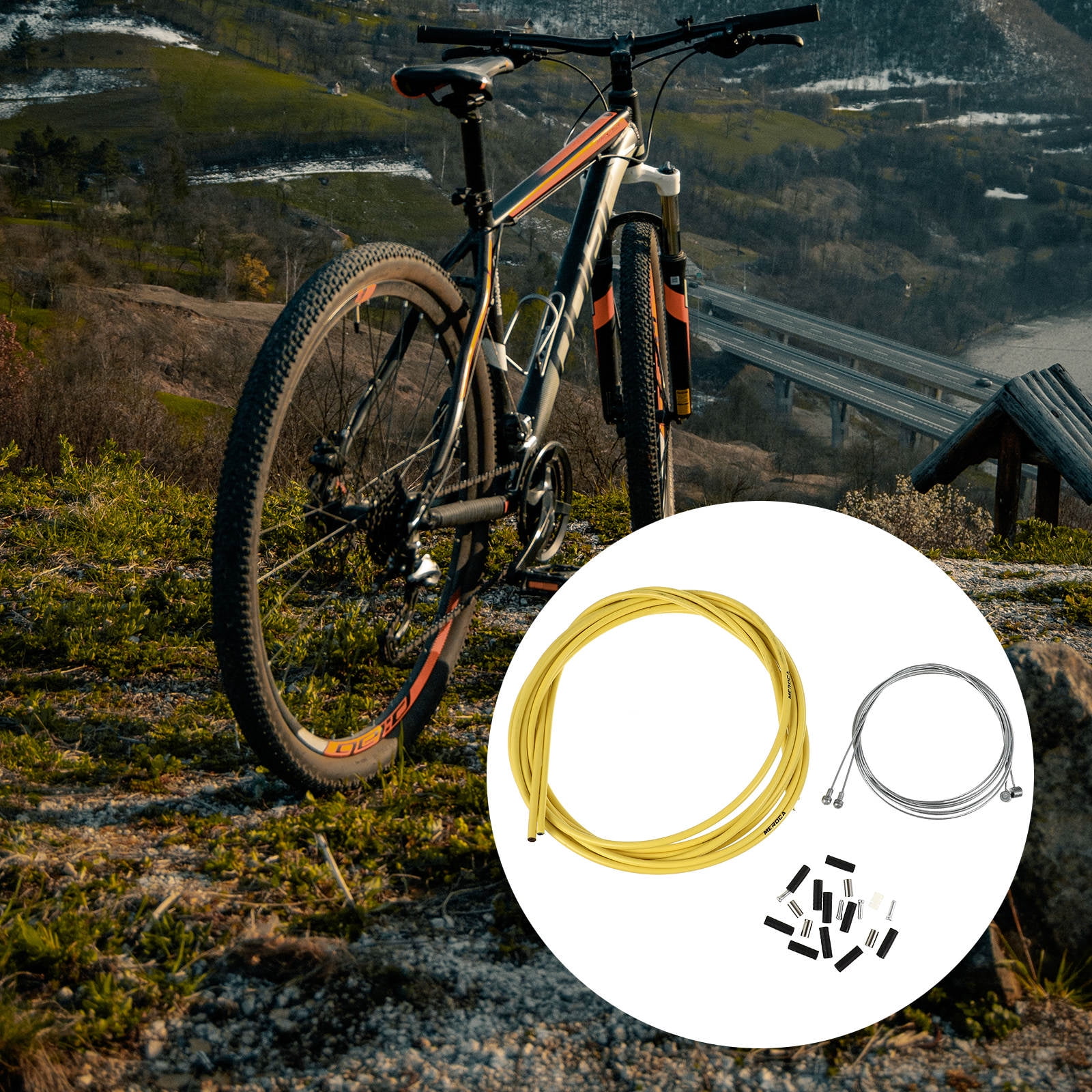 LIFKOME Road Bike Cable Kit Yellow Brake Cables and Housing Bicycle ...